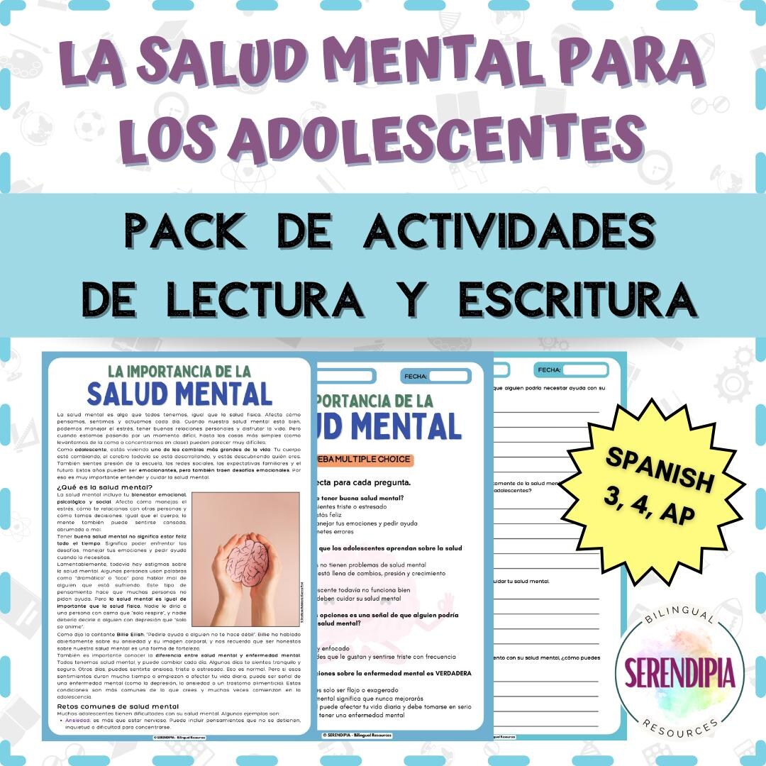 Salud Mental En Adolescentes LECTURA COMPRENSIVA Actividades | Mental ...
