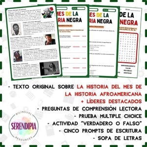 Black History Month Lectura | Black History Month Spanish Reading ...