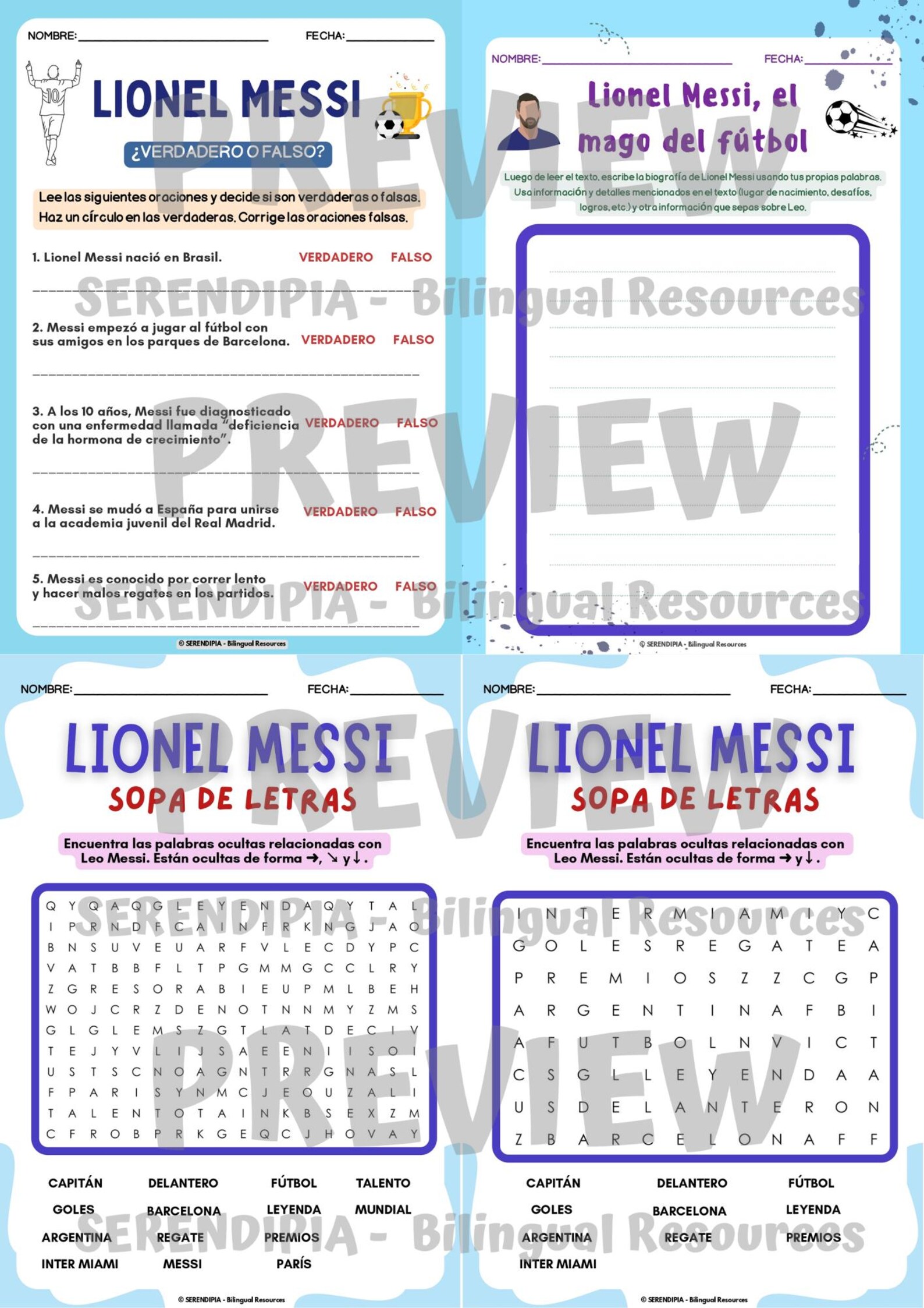 Biografía De Lionel Messi | LECTURA & ESCRITURA | Soccer Spanish Close ...