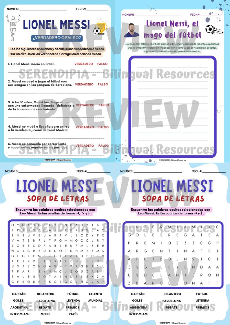 Biografía De Lionel Messi | LECTURA & ESCRITURA | Soccer Spanish Close ...