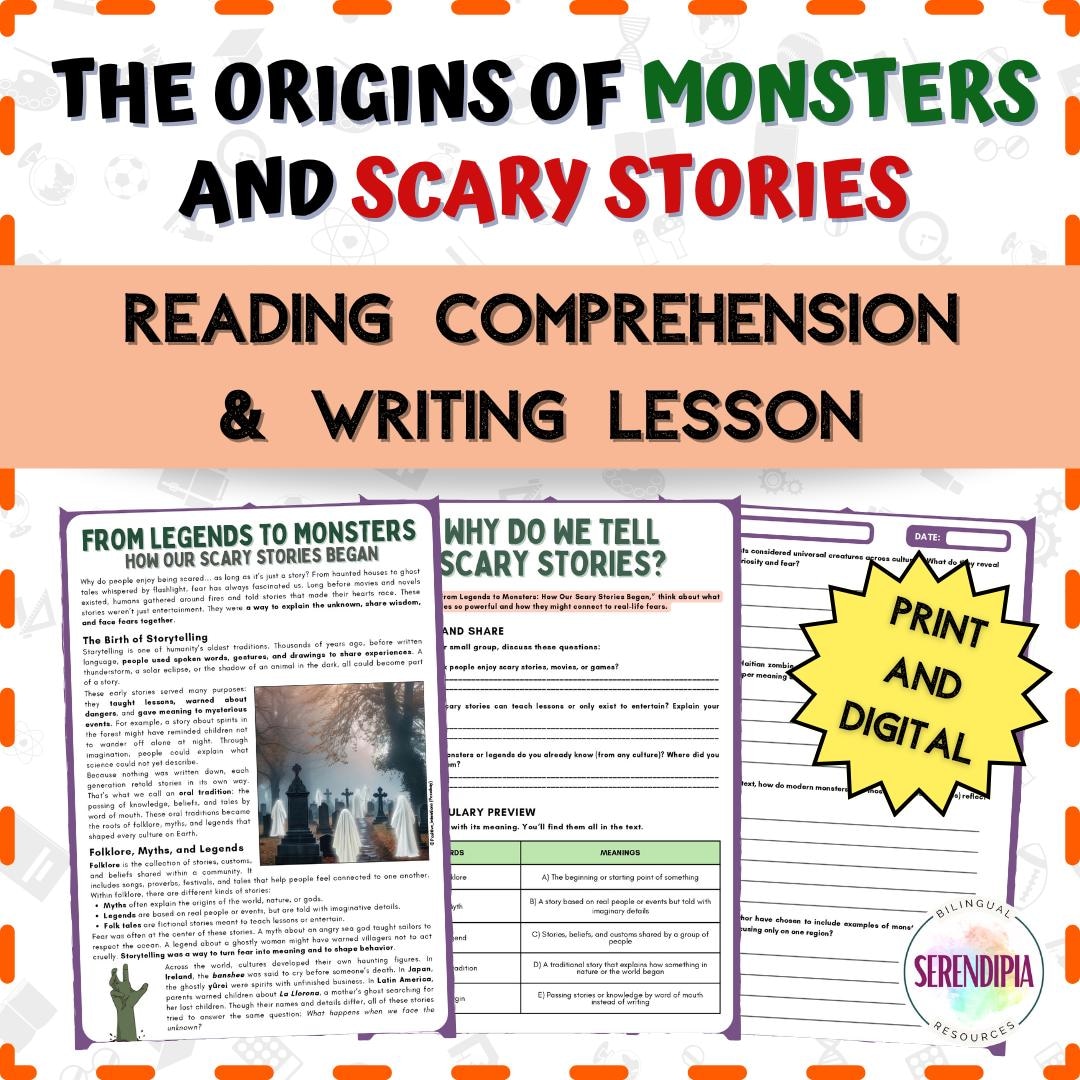 Monsters Scary Stories Halloween Nonfiction Reading Comprehension ...
