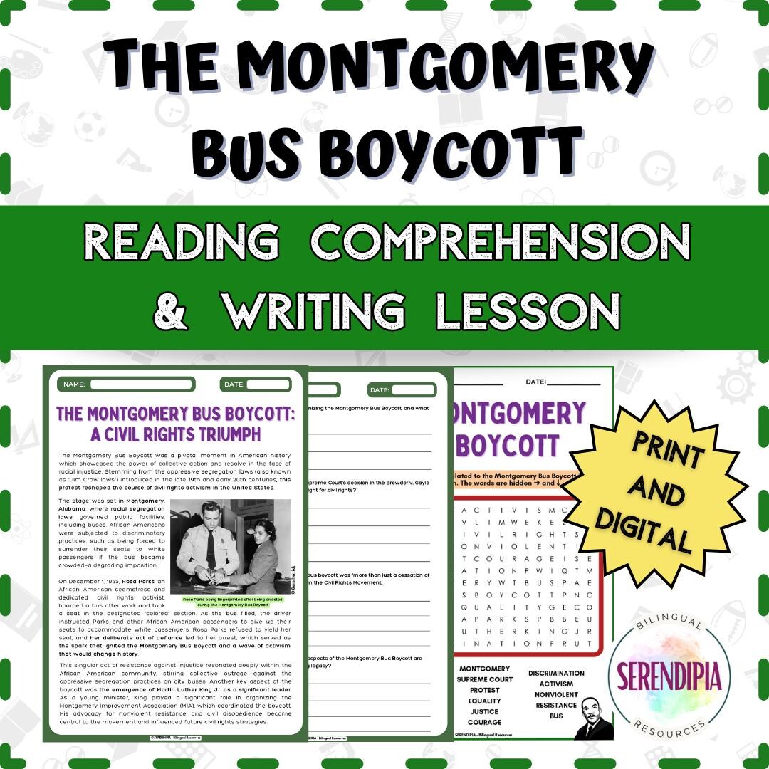 Rosa Parks Montgomery Bus Boycott Reading Comprehension Worksheets ...
