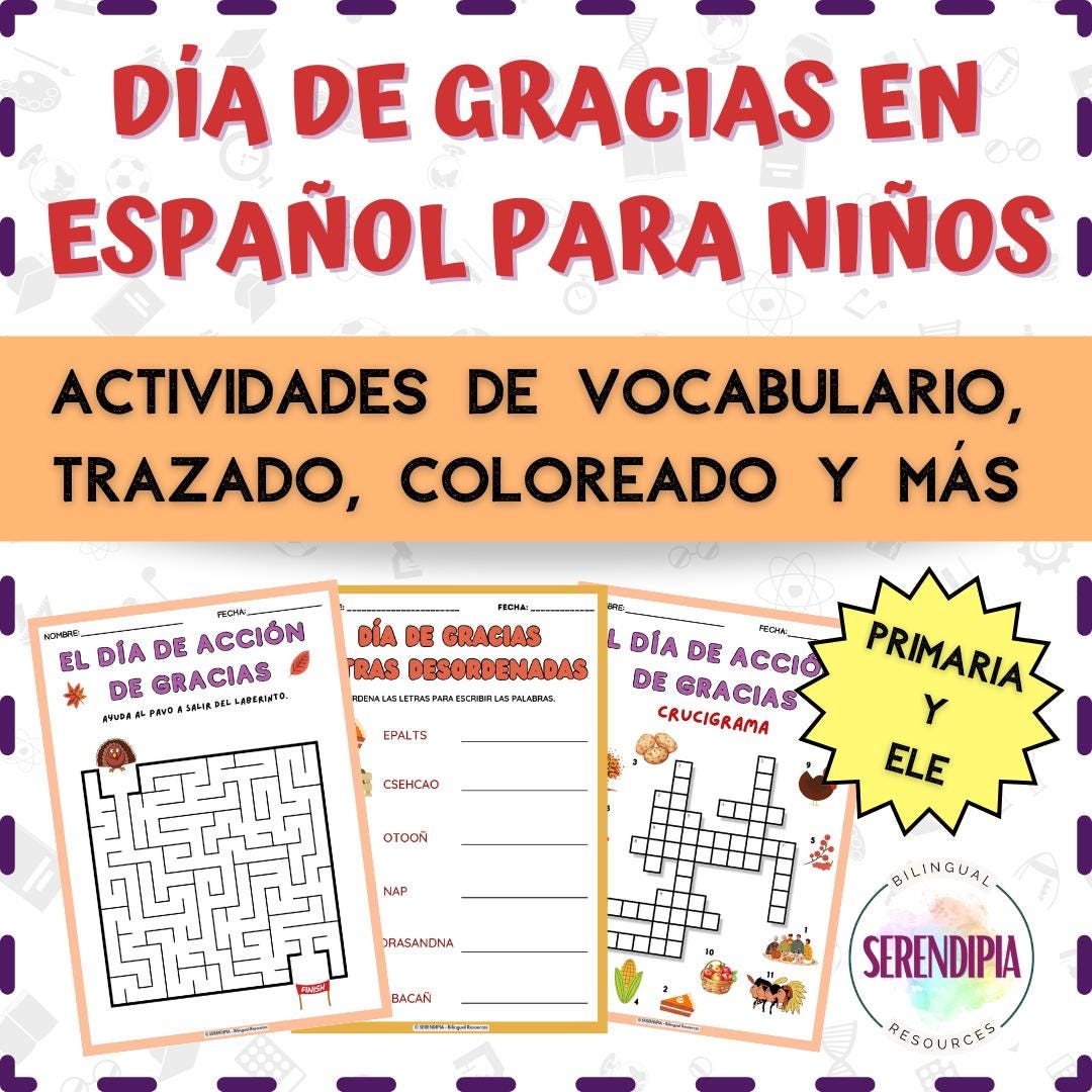 Día De Acción De Gracias | ACTIVIDADES En ESPAÑOL Para NIÑOS ...