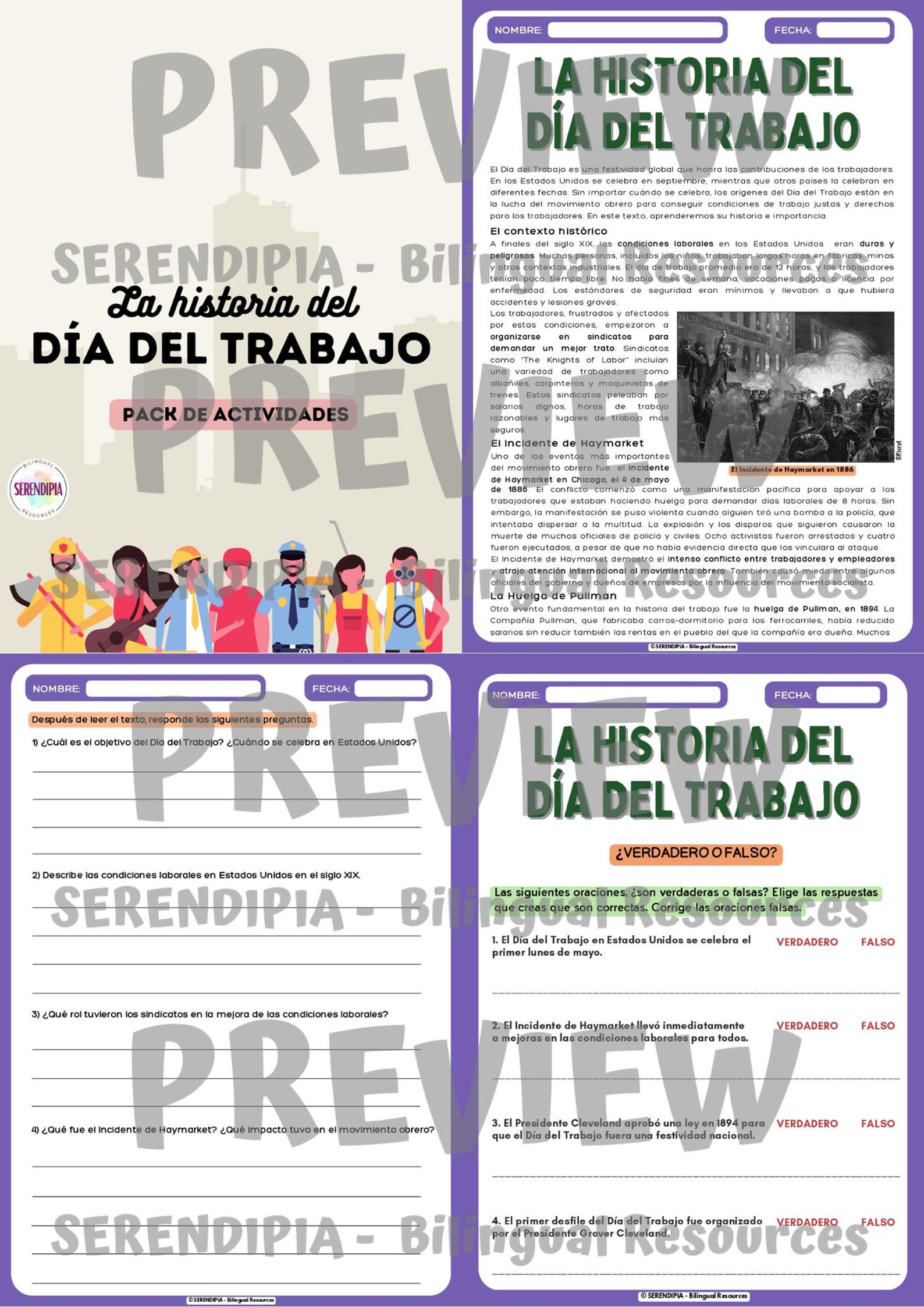 Historia Del Día Del Trabajo | ACTIVIDADES LECTURA & ESCRITURA | Labor ...