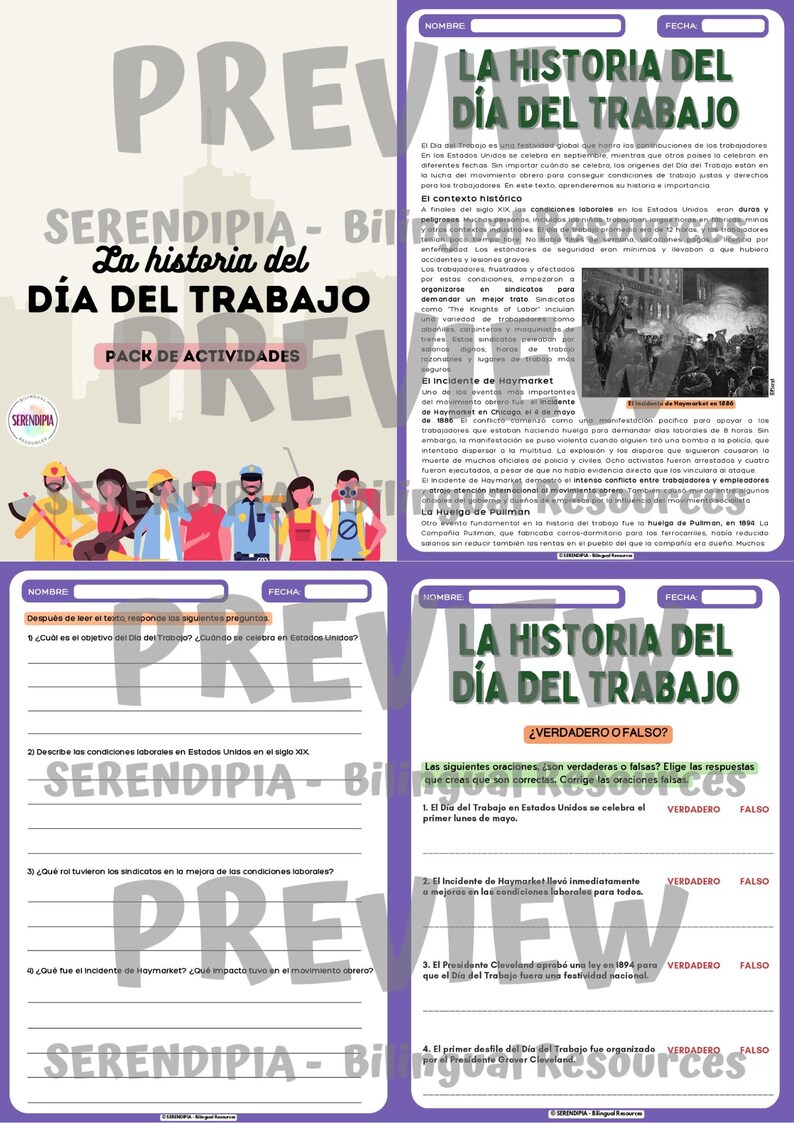 Historia Del Día Del Trabajo | ACTIVIDADES LECTURA Comprensiva ...