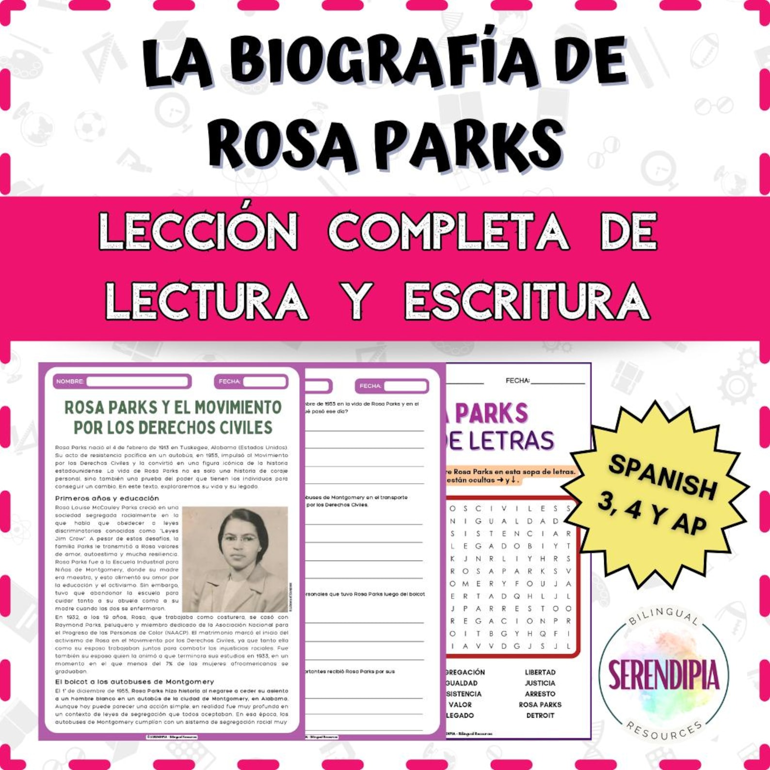 Rosa Parks Biografía Lectura | Rosa Parks Spanish Reading Comprehension ...