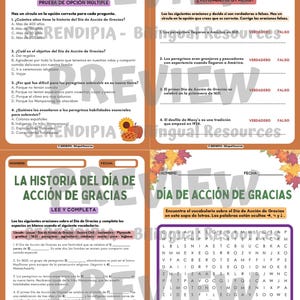 Historia Día De Acción De Gracias | Actividades LECTURA & ESCRITURA ...