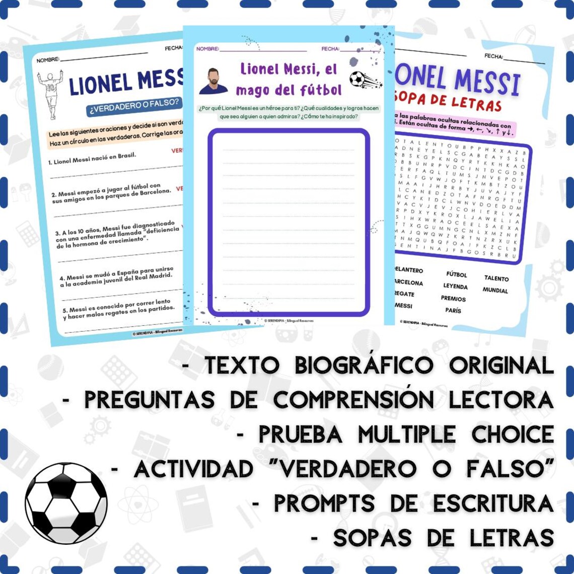 Biografía De Lionel Messi | LECTURA & ESCRITURA | Soccer Spanish Close ...