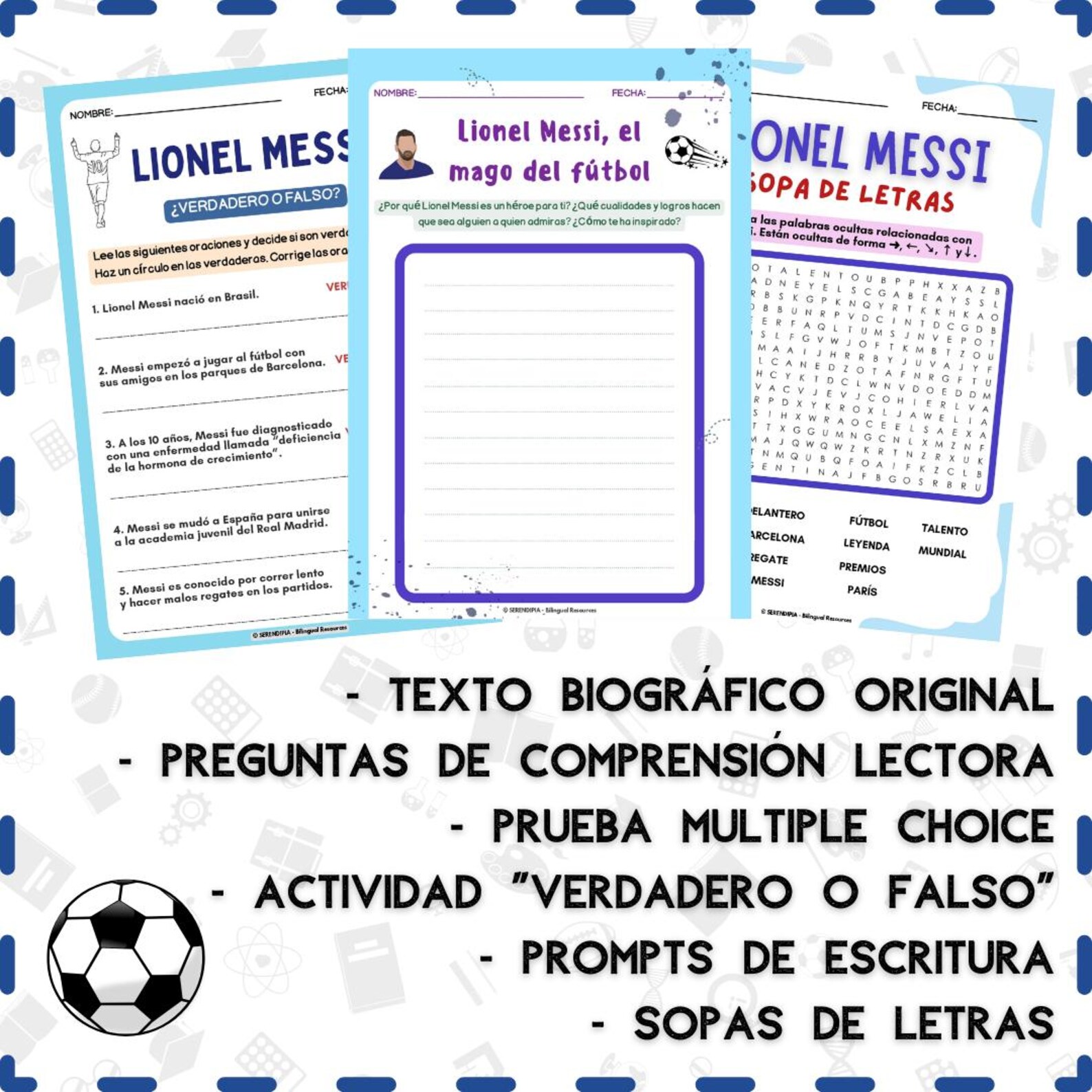 Biografía De Lionel Messi | LECTURA & ESCRITURA | Soccer Spanish Close ...