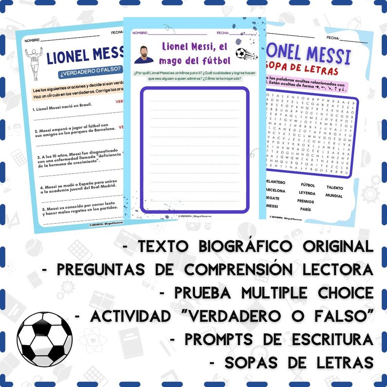 Biografía De Lionel Messi | LECTURA & ESCRITURA | Soccer Spanish Close ...