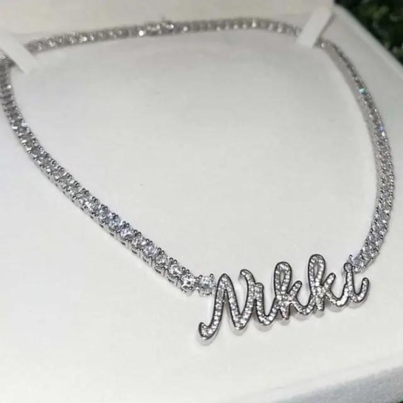 Custom Tennis Cursive Name Necklace Iced Out Personalized Name Pendant ...