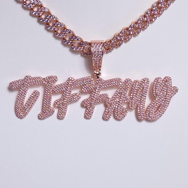 Custom Miami Cuban Link Name Necklace Iced Out Personalized Pendant VVS ...
