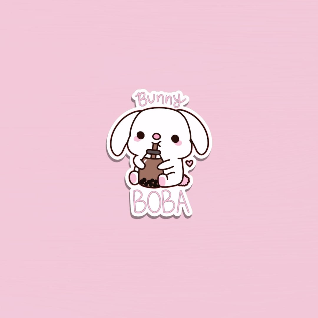 Bunny Boba Sticker - Cute Bubble Tea Rabbit Decal for Laptops, Water ...