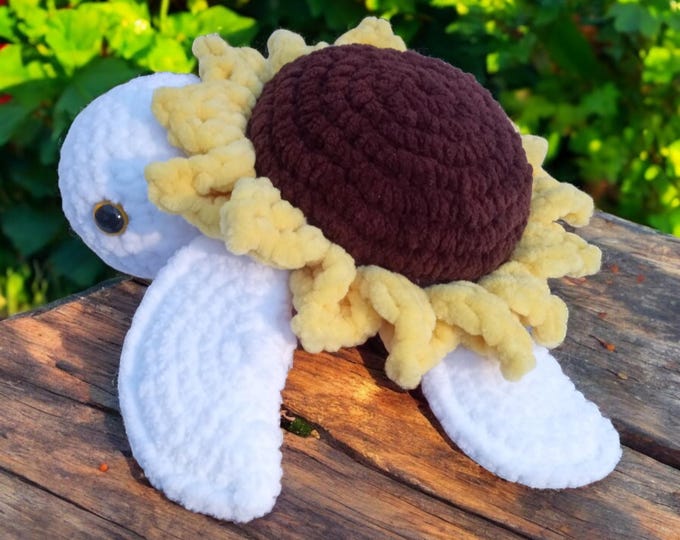 Sunflower Turtle Crochet Plushie, Handmade Amigurumi Stuffed Animal - Etsy