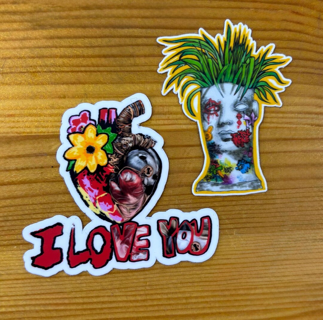 I Love You With Anatomically Correct Heart and Graffiti Plant Head ...