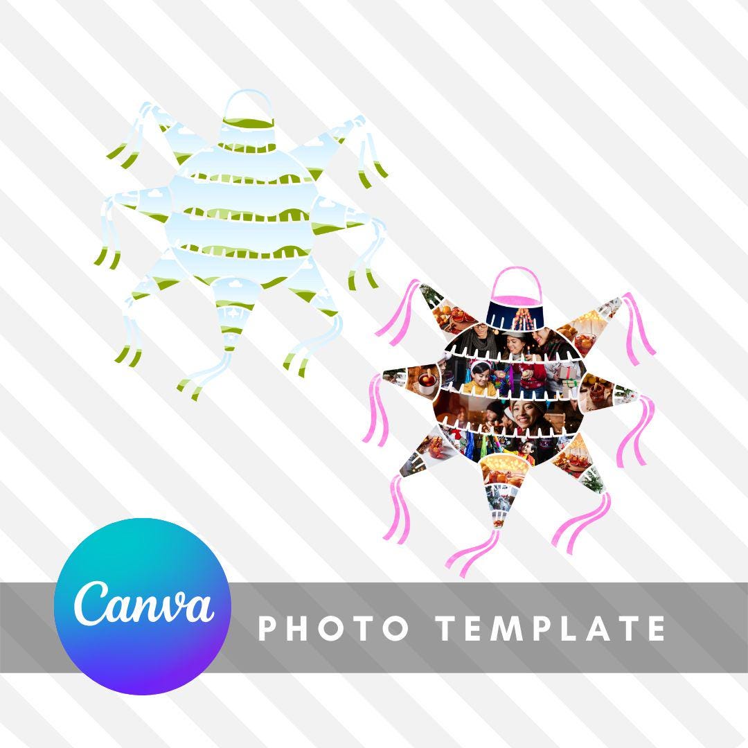 Piñata Editable Canva Template | Posada Mexicana | Collage Photo ...