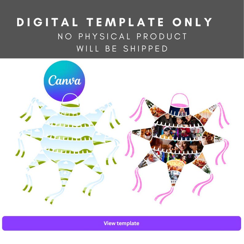 Piñata Editable Canva Template | Posada Mexicana | Collage Photo ...