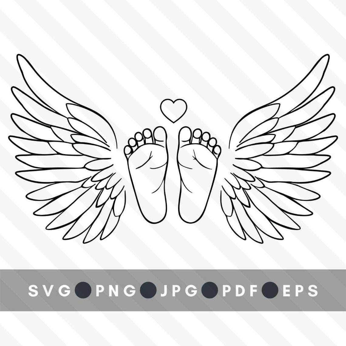 Personalized Baby Footprint Wings Memorial SVG Baby Feet Digital ...