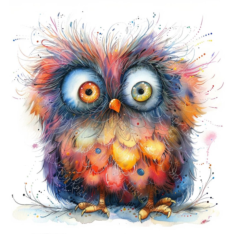 16 Funny Quirky Owl Clipart, Quirky Frazzled Owls, Cute Owl ...