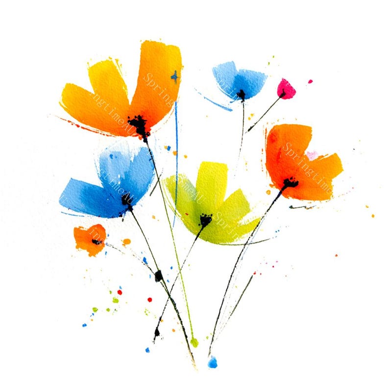 20 Sketched Colored Wildflowers Clipart, Doodle Hand Drawn Flower ...