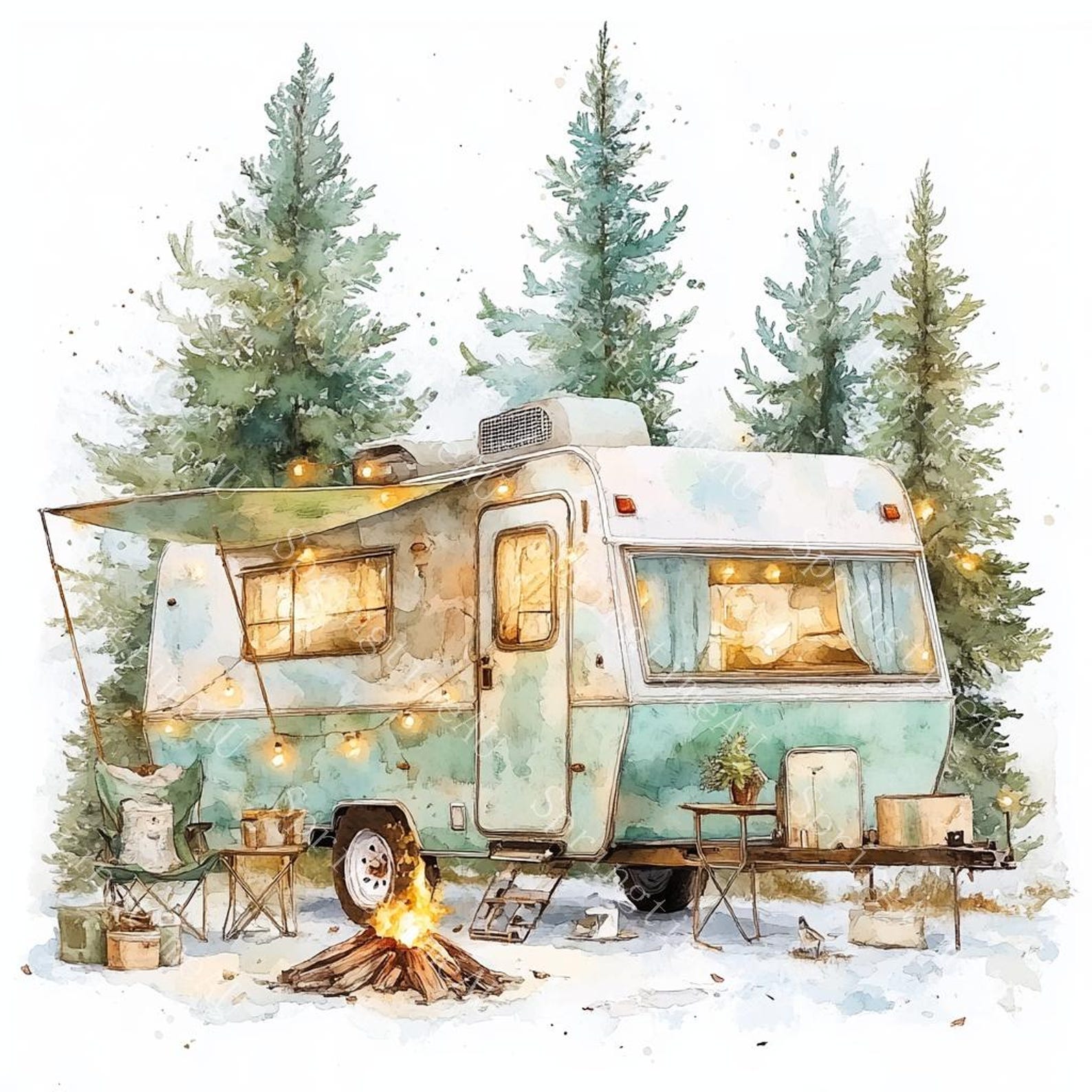 18 Cozy Camping Trailer Clipart, Retro Camping Trailer, Adventure ...