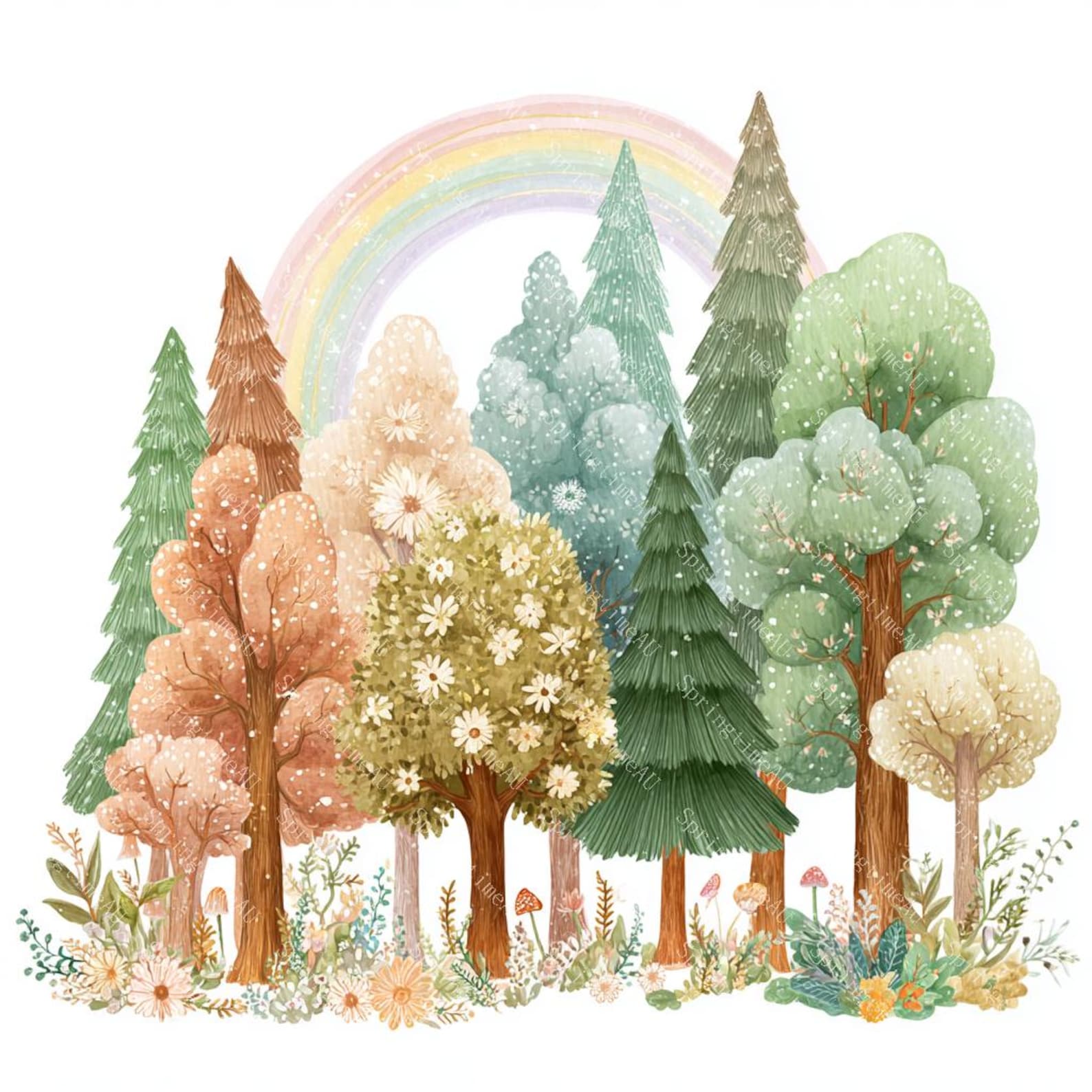 20 Tree Forest Pretty Clipart, Cute Forest, Nature Scenes, Printable ...