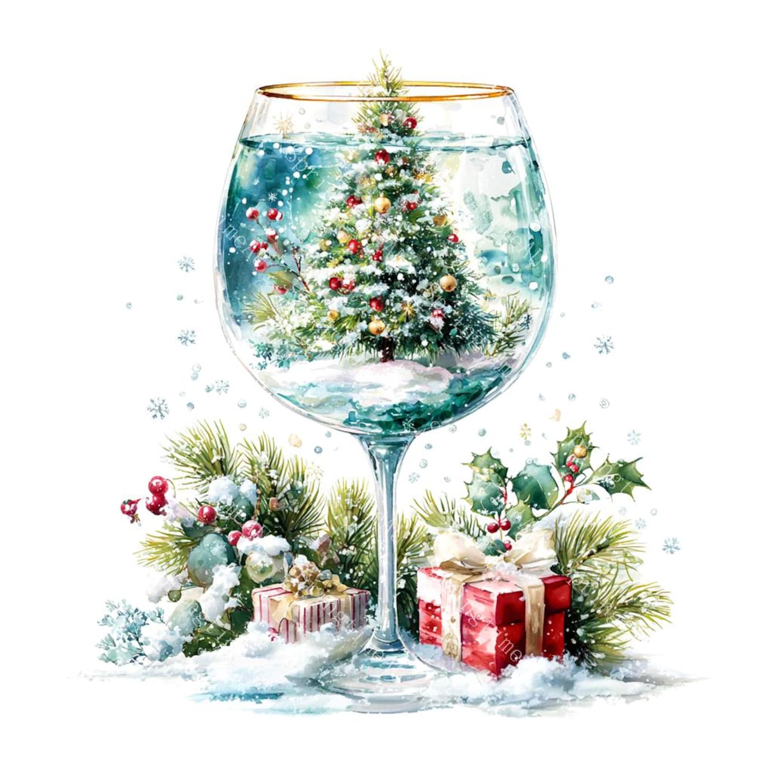 18 Christmas Wine Clipart, Holiday Wine Glass, Festive Drink,christmas ...