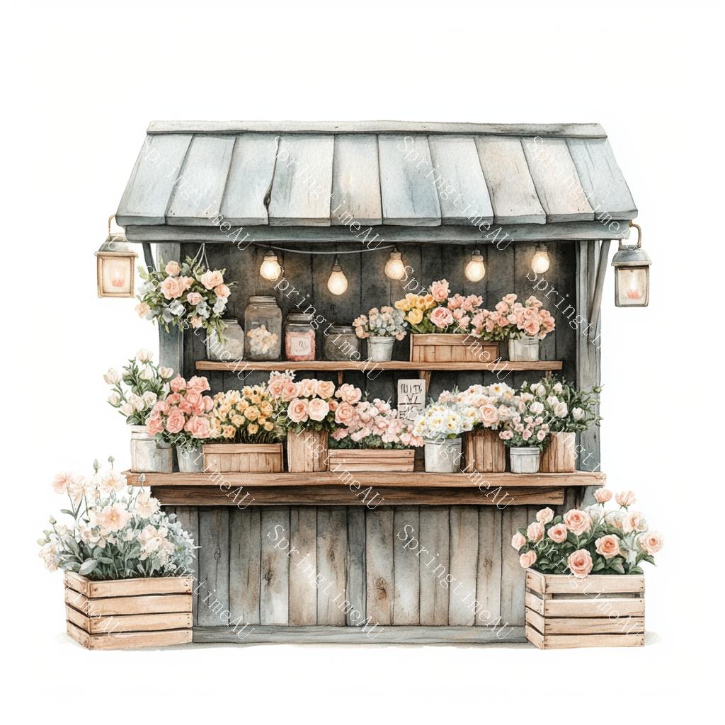20 Floral Stall Clipart, Spring Flower Market, Floral Store,printable ...