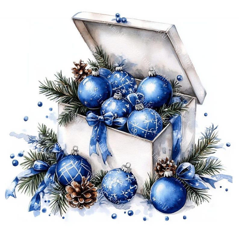 26 Blue Christmas Bauble Clipart, Xmas Clipart, Christmas Tree ...