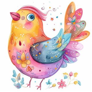 16 Bohemian Style Bird Clipart, Birdfolk Art, Boho Bird, Printable Watercolor, High-quality Jpgs ...