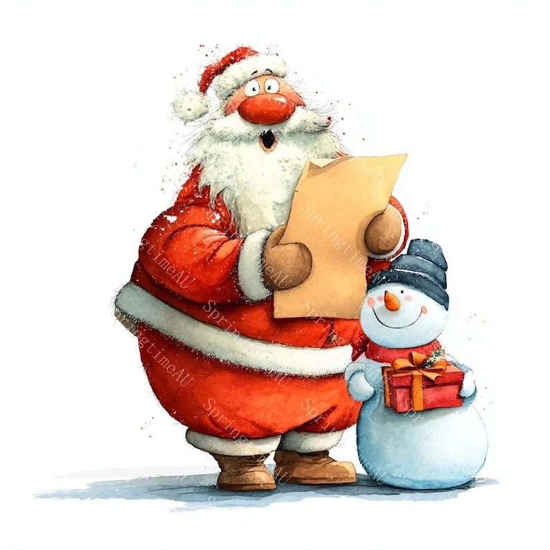 20 Funny Santa Clipart, Quirky Santa, Christmas Cards, Printable ...