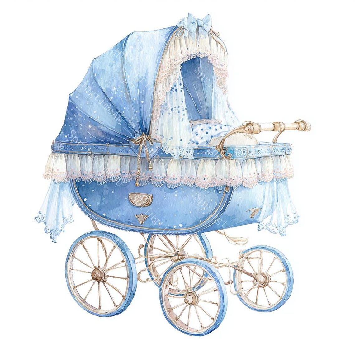 20 Blue Baby Strollers Clipart, Bassinet Carriage Pram, Printable ...