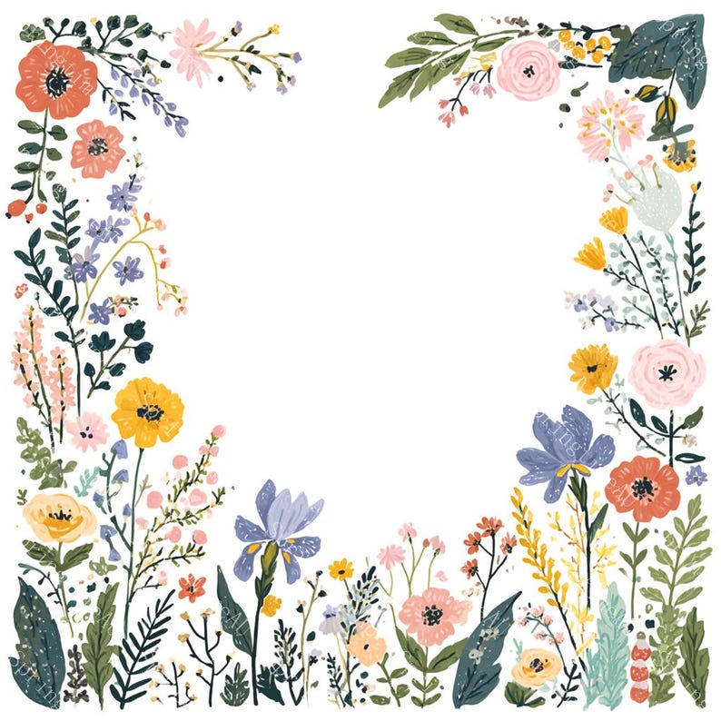 14 Cute Floral Frames Clipart, Floral Frame Borders, Wildflower Frame ...