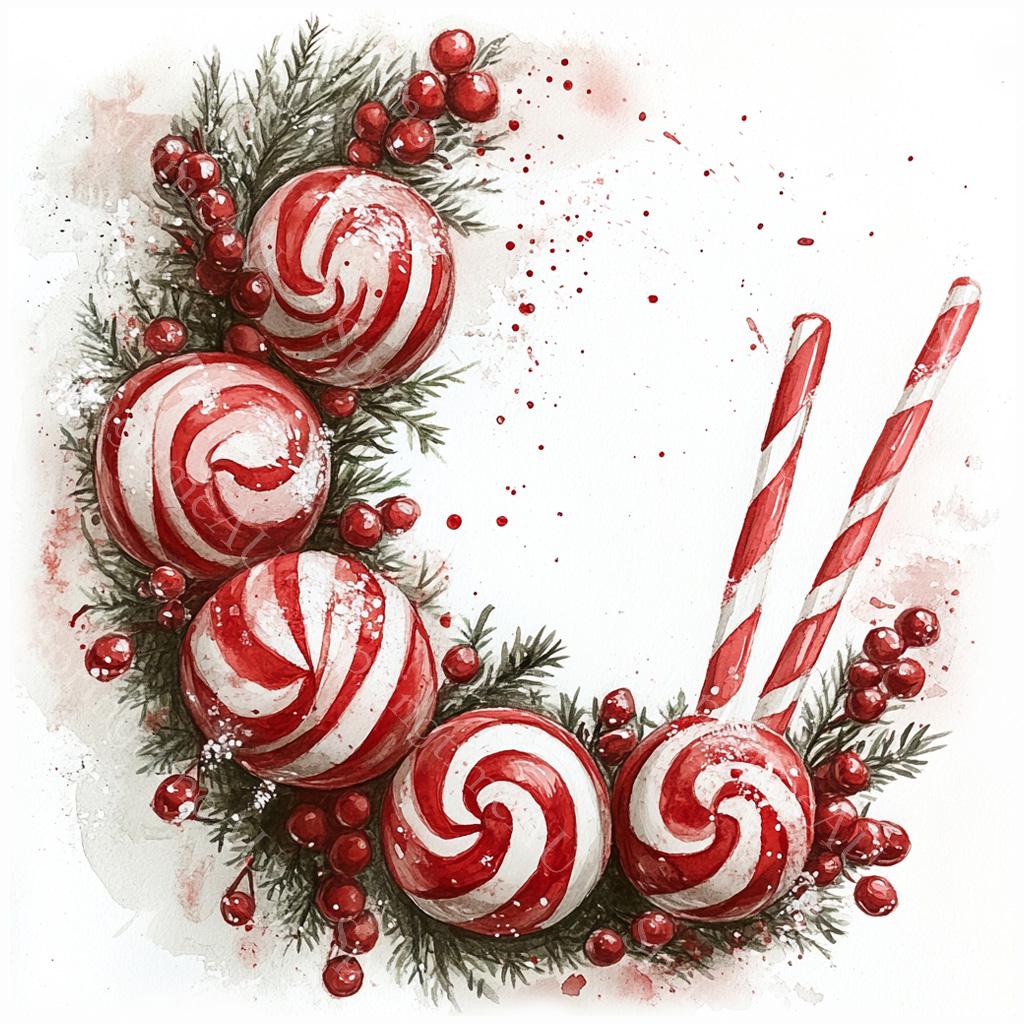 15 Candy Cane Clipart, Watercolor Christmas Sweets, Holiday Crafts ...