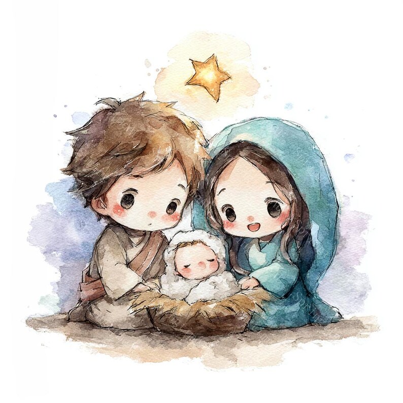 14 Cute Nativity Scene Clipart, Christmas Jesus Birth, Baby Jesus ...