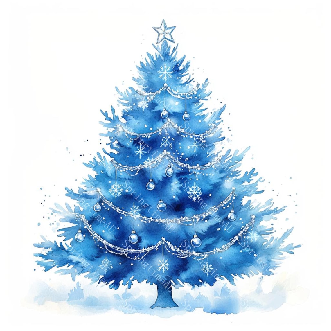 18 Blue Christmas Tree Clipart, Christmas Card Making, Christmas ...
