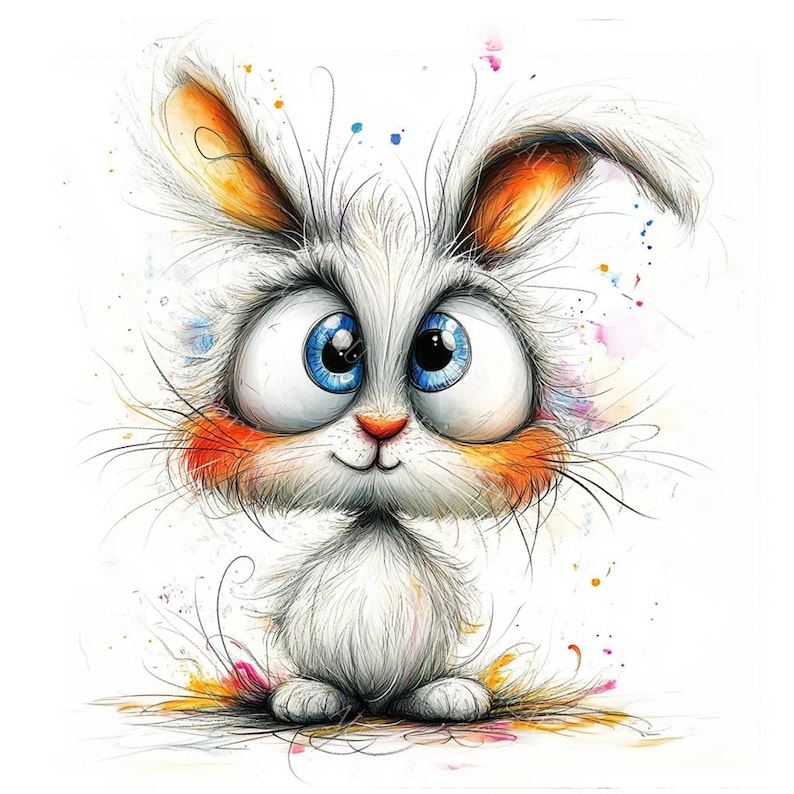 16 Funny Quirky Rabbit Clipart, Cute Bunny, Quirky Frazzled Rabbits ...