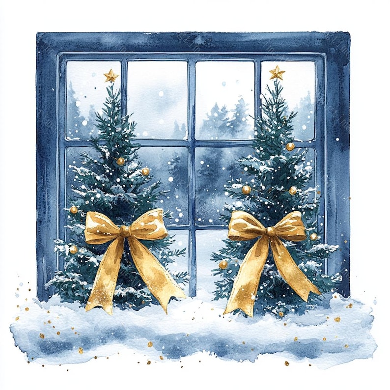 15 Winter Window Landscape View Clipart, Snowy Scene, Christmas Window ...