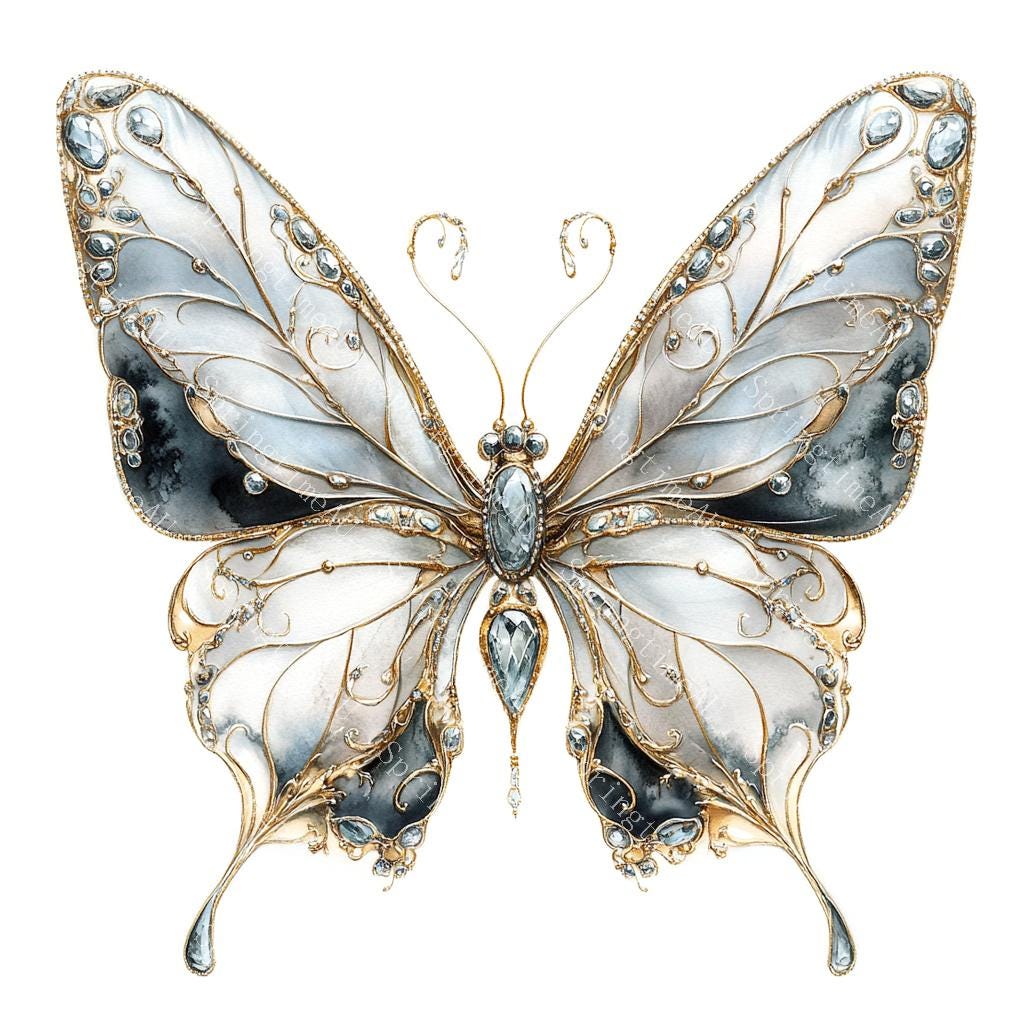 20 Elegant Butterfly Clipart, Diamond Butterfly, White Butterfly ...