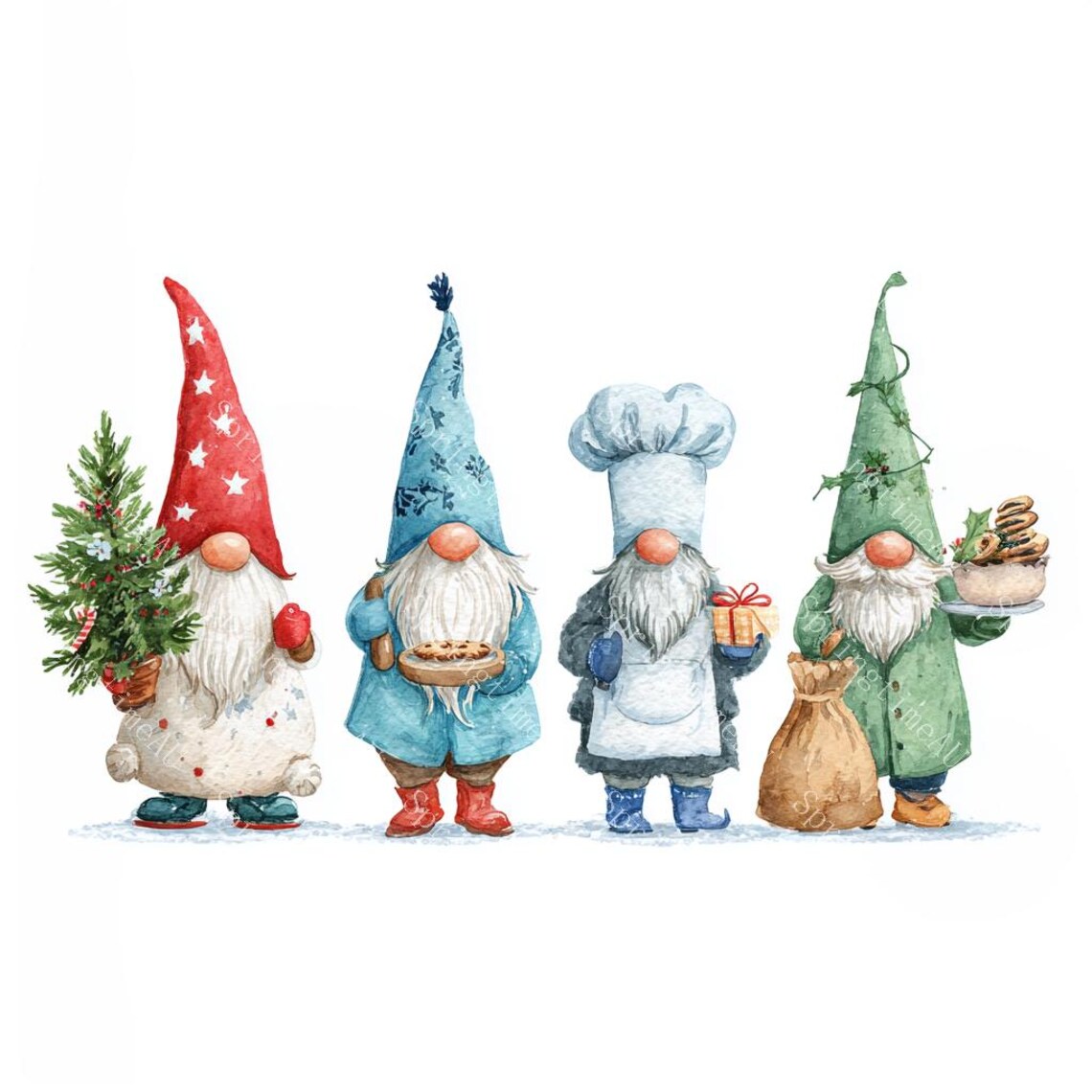 18 Christmas Gnomes Clipart, Christmas Card, Cute Christmas Clipart ...
