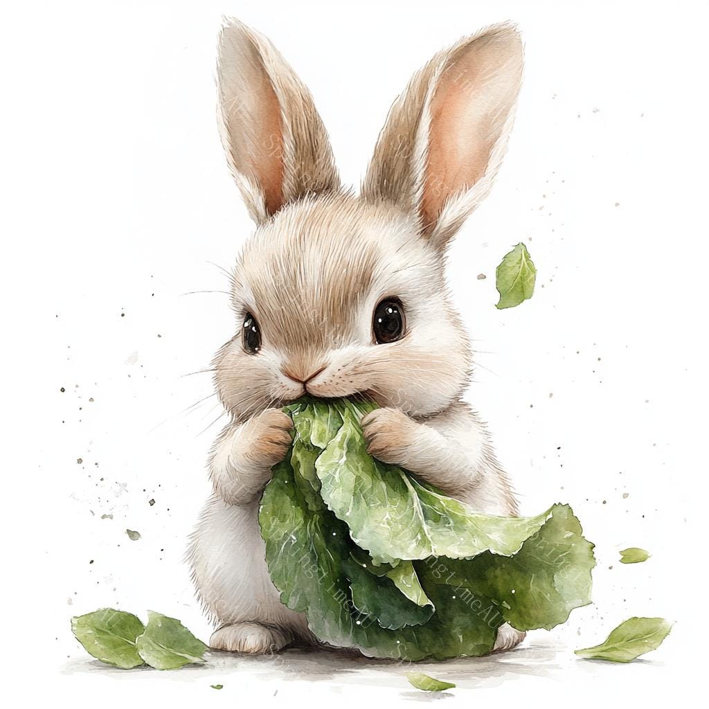 20 Cute Fluffy Bunny Clipart, Rabbit Clipart, Bunny Nursery, Printable ...