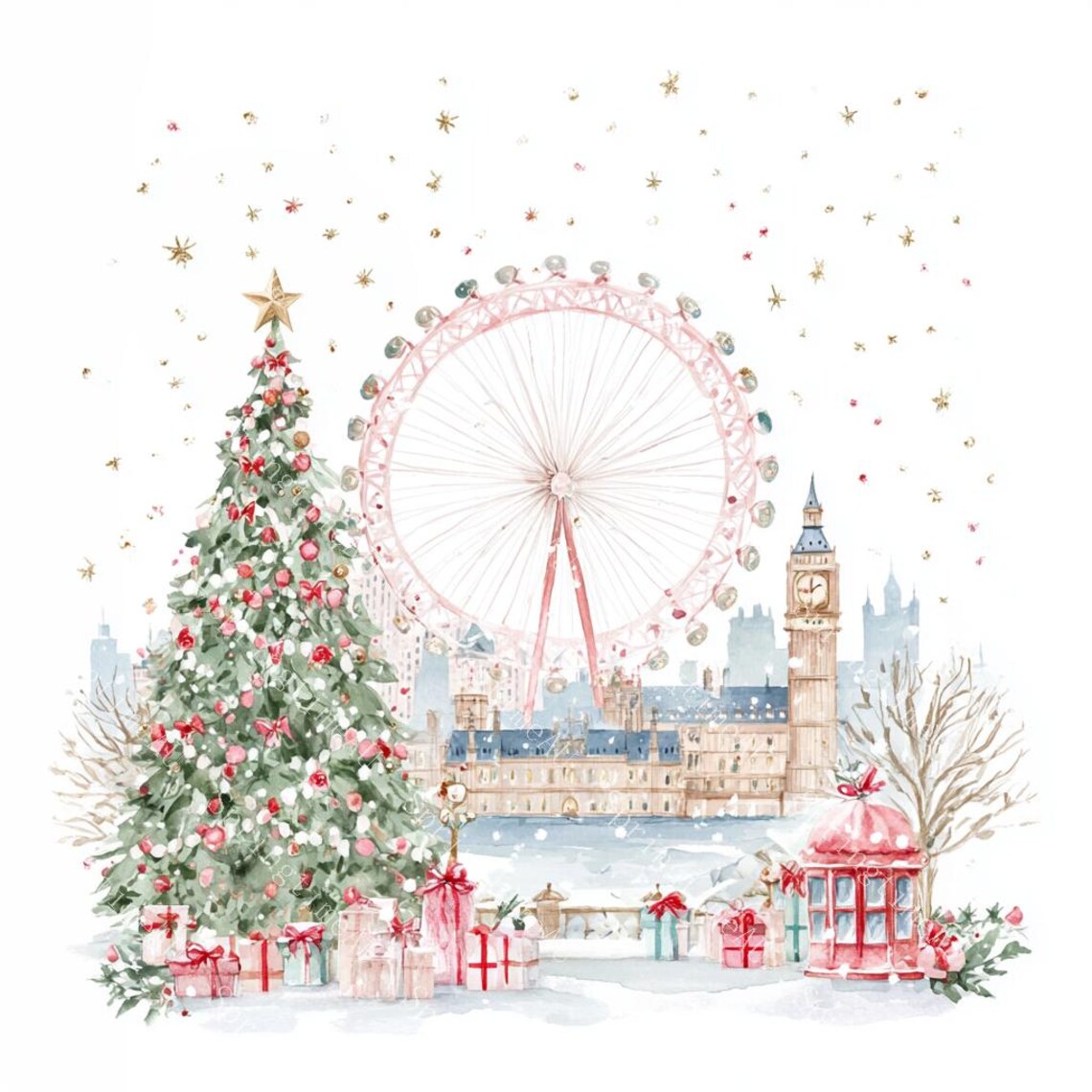 20 Christmas in London Clipart, Winter London, Cute London Travel ...