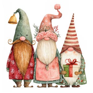 18 Christmas Gnomes Clipart, Christmas Card, Cute Christmas Clipart ...