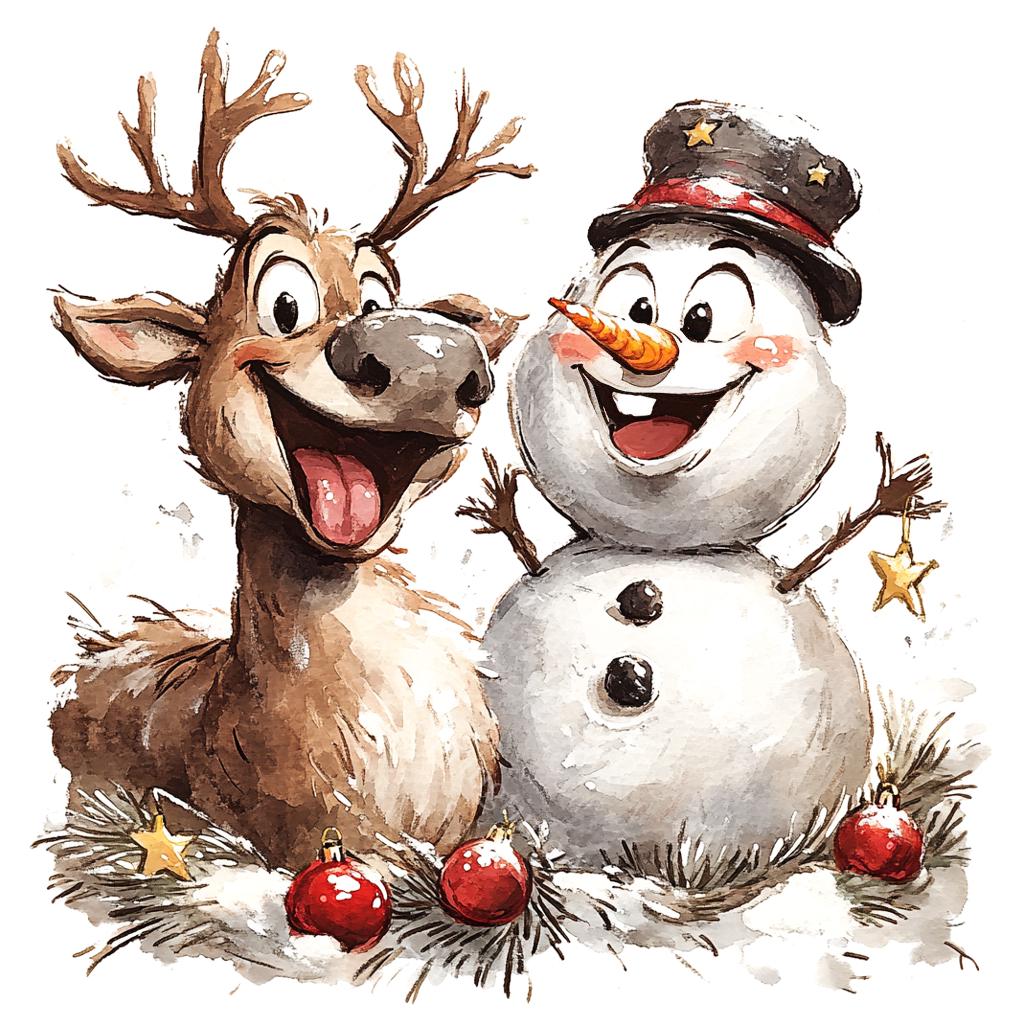 20 Quirky Snowman & Reindeer Christmas Clipart, Planners Holiday Cards ...