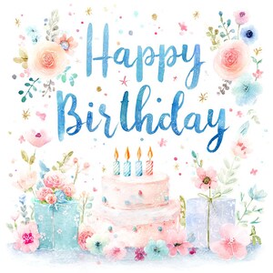 16 Cute Happy Birthday Clipart, Birthday Party, Pastel Birthday ...