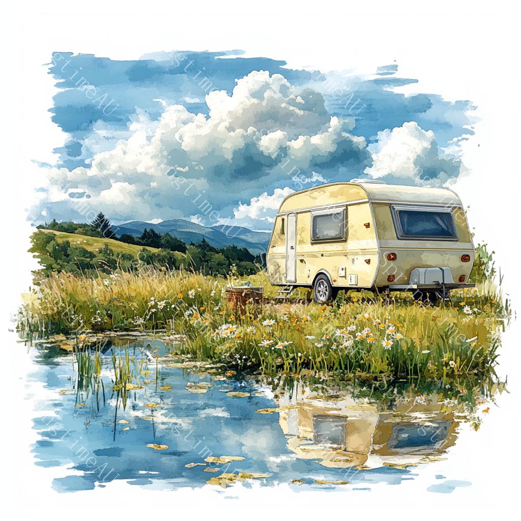 18 Cozy Camping Trailer Clipart, Retro Camping Trailer, Adventure ...