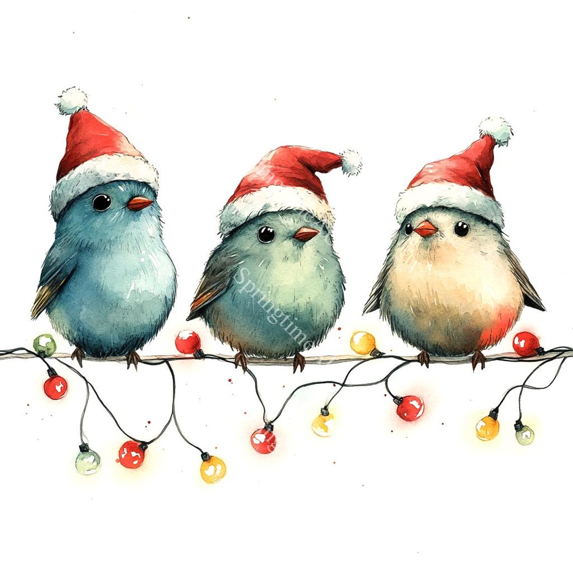 16 Whimsical Christmas Birds Clipart, Cute Funny Bird, Christmas Card ...
