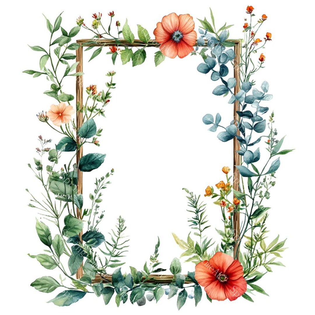 20 Spring Leaves Frames Clipart, Floral Frames Clipart, Greenery ...