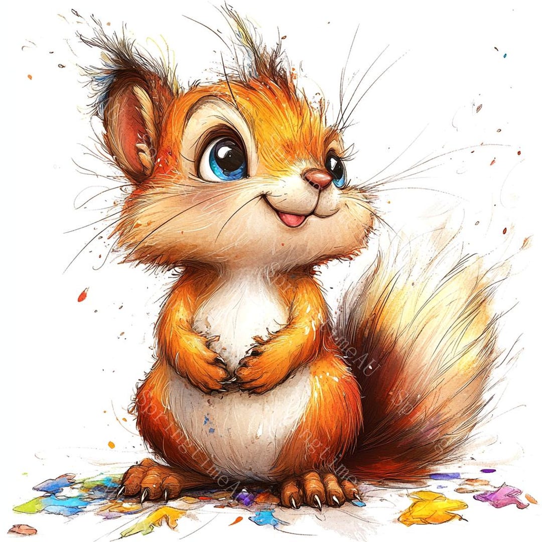 16 Quirky Funny Squirrel Clipart, Surprised Squirrel, Printable ...