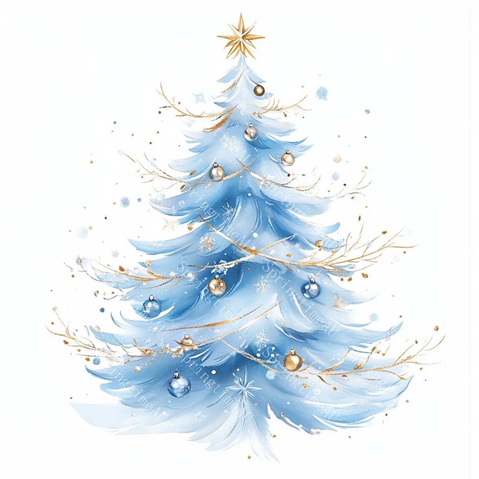 18 Blue Christmas Tree Clipart, Christmas Card Making, Christmas ...